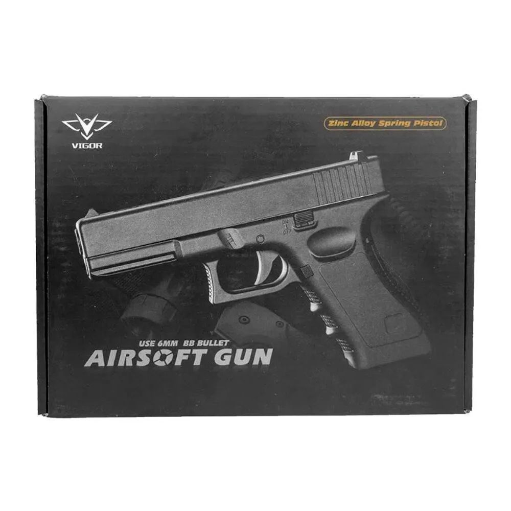 Pistola Airsoft Spring Glock V20 Full Metal 6mm – Vigor + Case Rígido ...