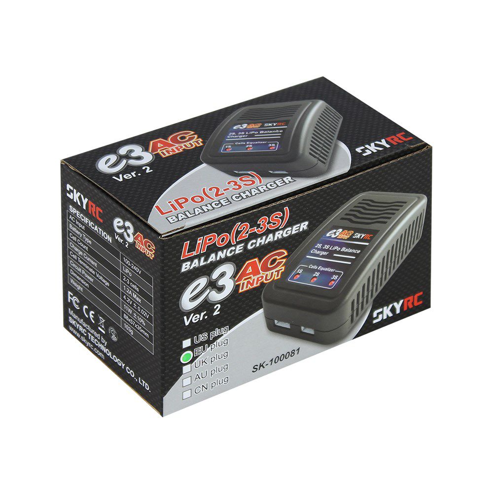 Carregador SkyRC E3 Original Lipo 2s/3s 7.4V/11.1V Bivolt - Dispropil: Tiro Esportivo, Pesca ...