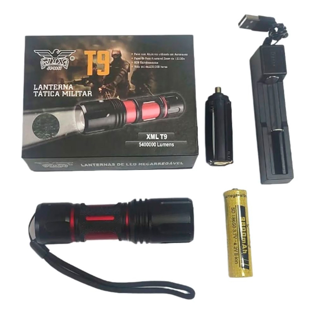 Lanterna Tática Recarregável Led T9 Jy-9817- Jyx - Dispropil: Tiro Esportivo, Pesca, Camping e ...