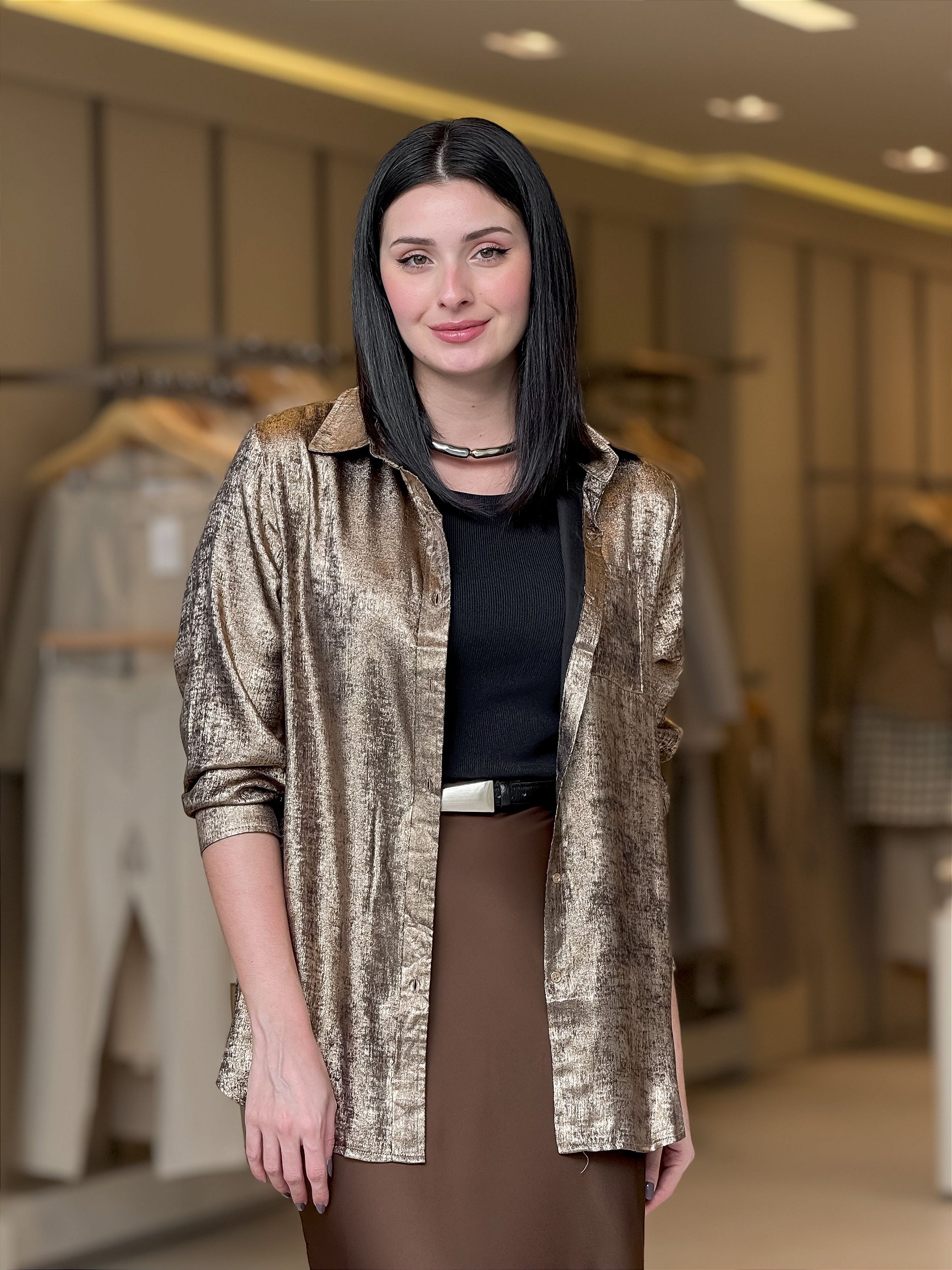 CAMISA MARIA METALIZADA - LE ROSE - contemporânea, fashion e versátil