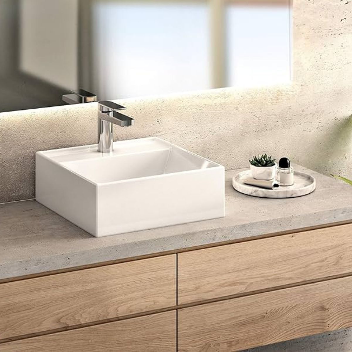 Cuba Docol Ceramica Pia Apoio Quadrada Com Mesa 41x41cm - HidrauArte