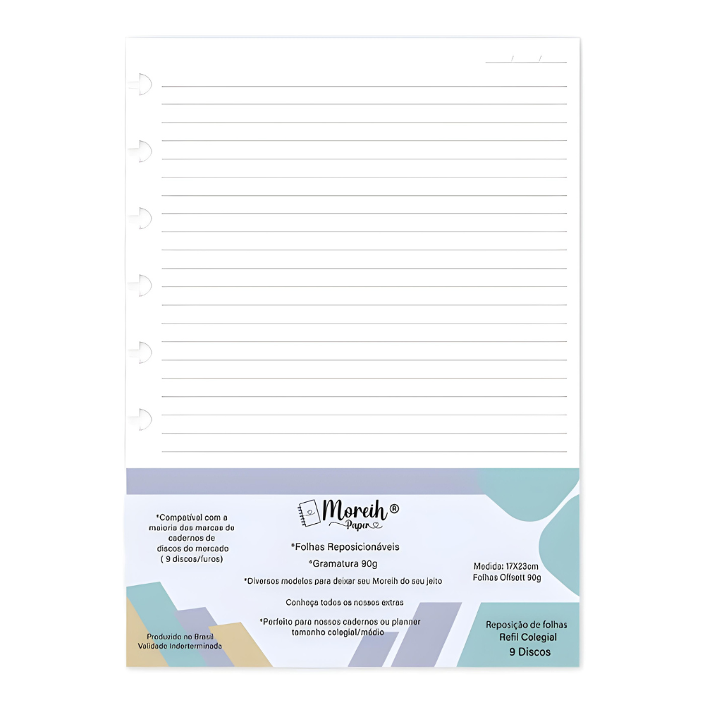 Refil Caderno de Disco 50 Folhas Pautado/Linha - Moreih Paper - Os melhores produtos de ...