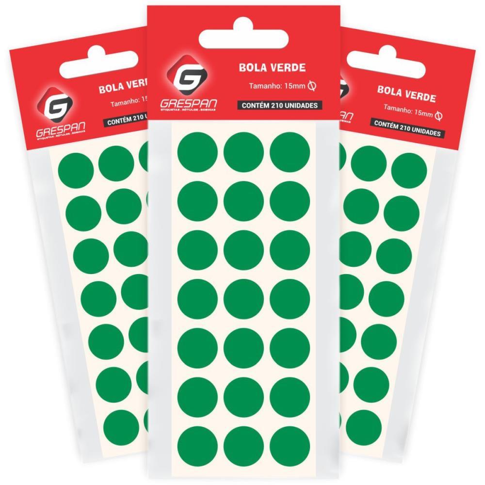 Etiqueta redonda verde 15mm. c/210 etiquetas - grespan (cartela ...