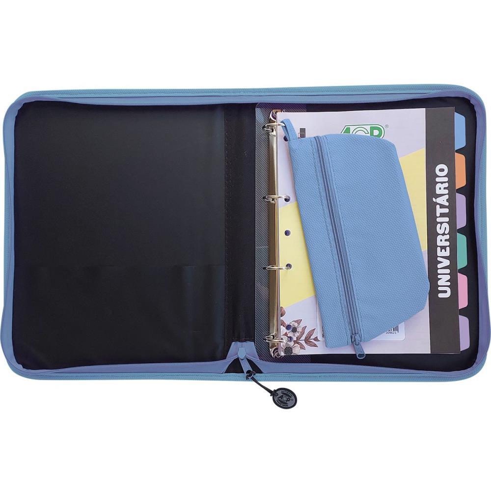 Fichario com ziper sweet azul c/estojo+div 96fls - acp (unidade ...