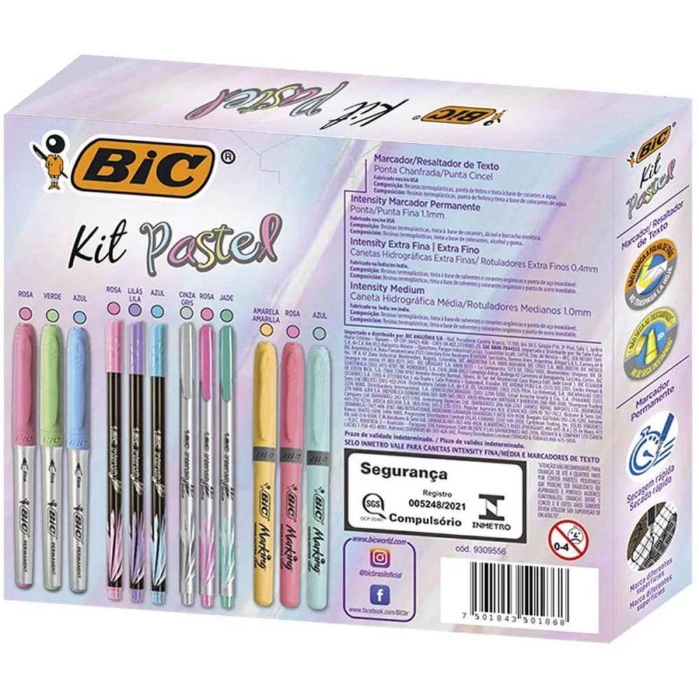 Kit escolar pastel c/12 itens - Bic (estojo) - Papelaria Toledo