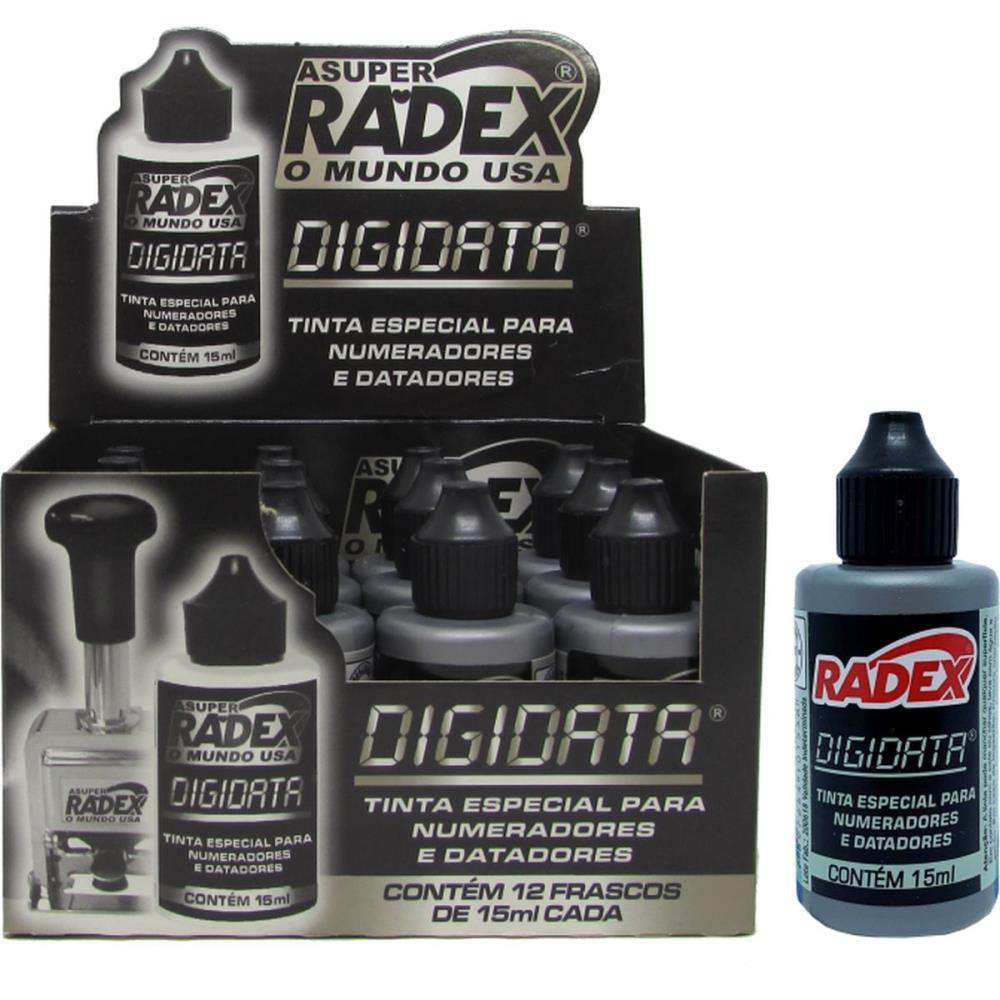 Tinta para carimbo 15ml preta numerador e datador - radex (cx.c/12 ...