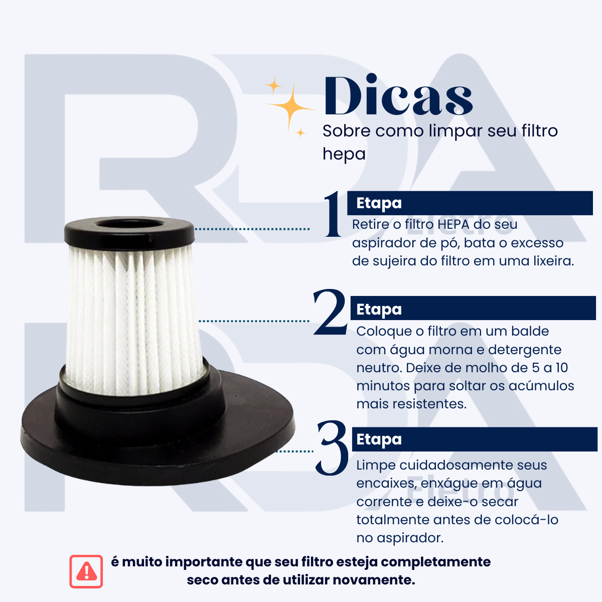KIT 2X FILTRO HEPA ASPIRADOR PHILCO PH1000 RAPID 1000 ORIGIN - RDA ELETRO