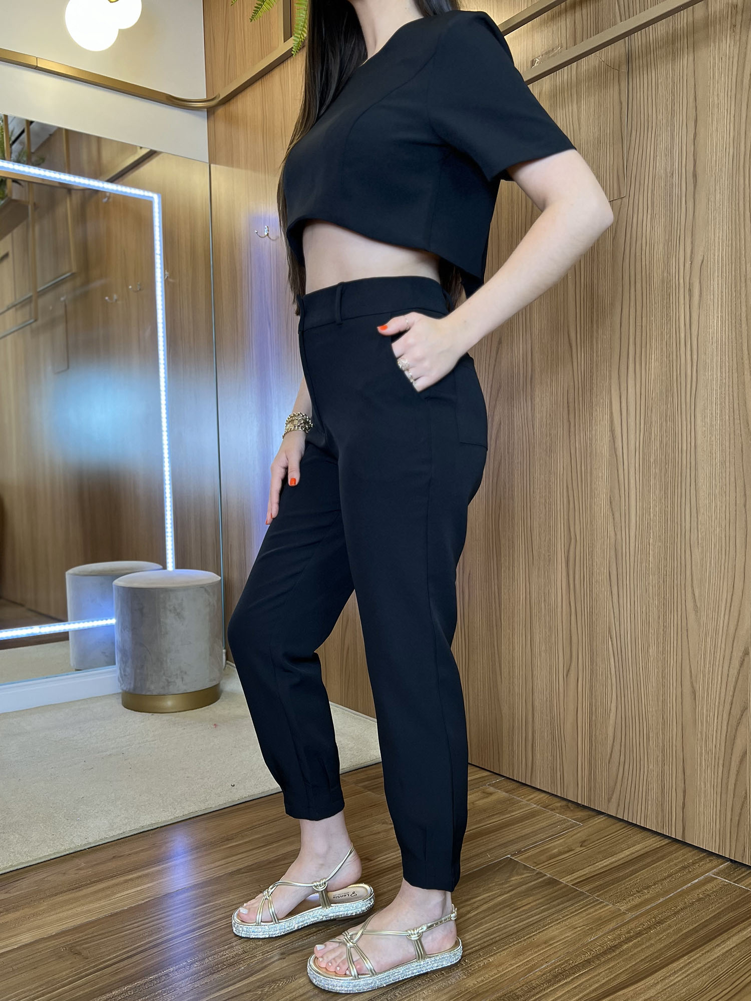 Conjunto Alfaiataria Cropped e Calça - Moda Lensis