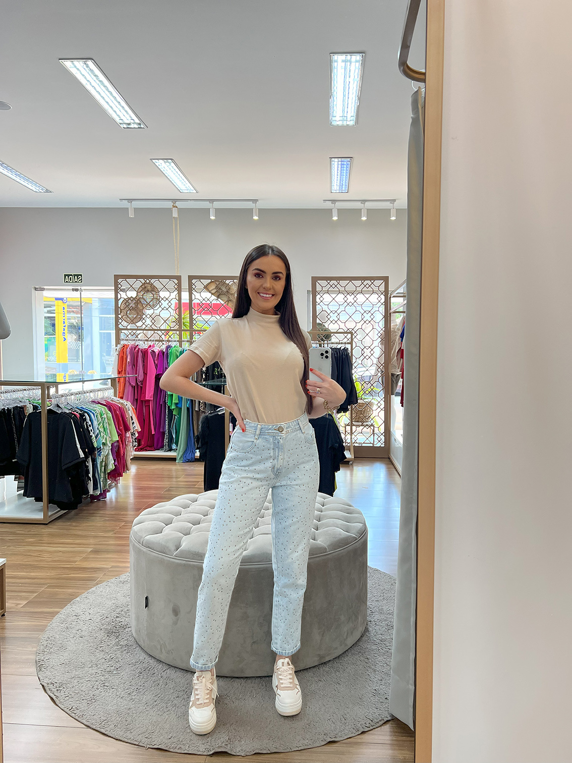 Calça Jeans feminina com brilho - Moda Lensis