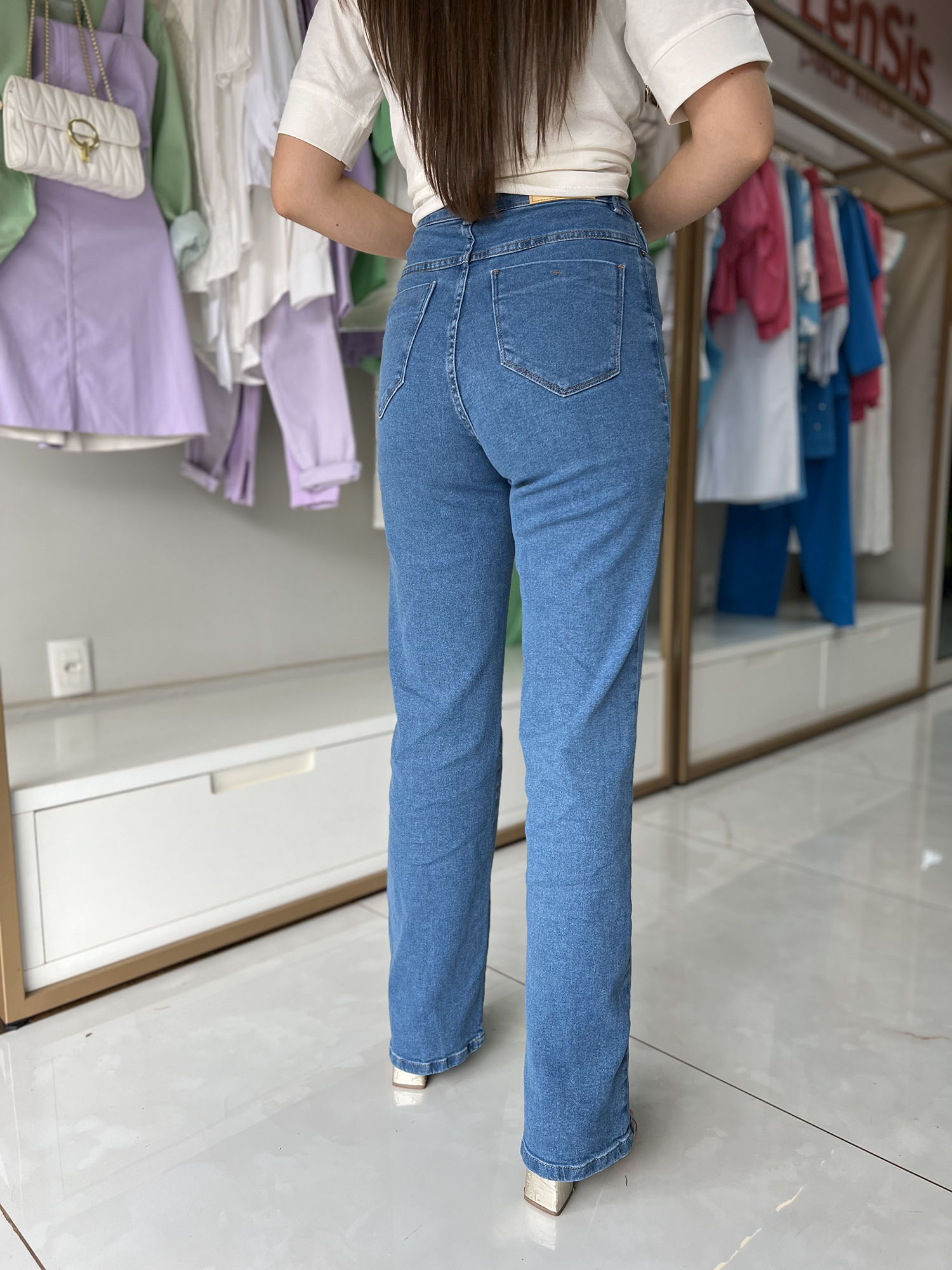 Calça Jeans Wide Leg - Moda Lensis