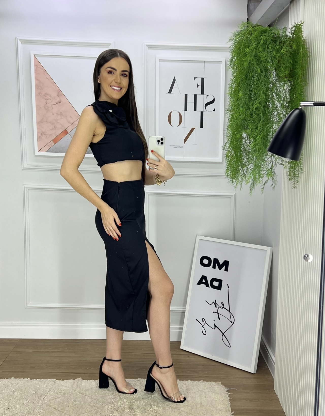 Conjunto Cropped e saia - Moda Lensis