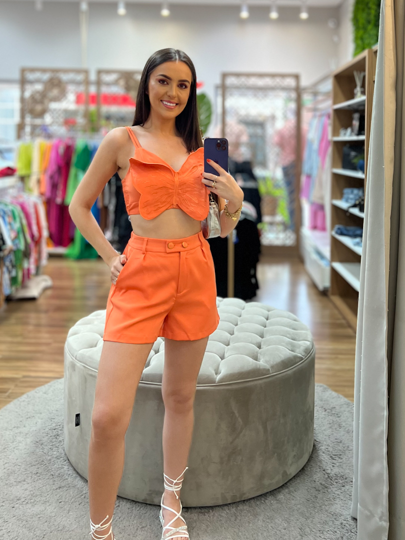 Conjunto Cropped e bermuda - Moda Lensis