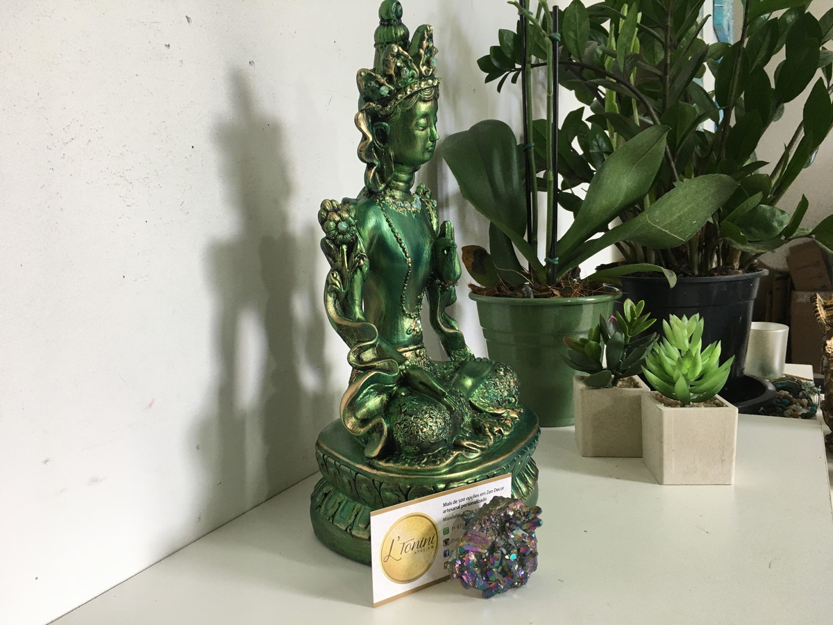 Deusa Tara 32cm (2) | Verde Hortelã e Ouro - L'Tonini Atelier ...