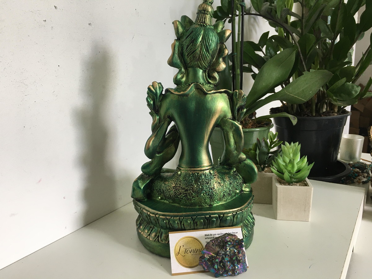 Deusa Tara 32cm (2) | Verde Hortelã e Ouro - L'Tonini Atelier | Zen ...
