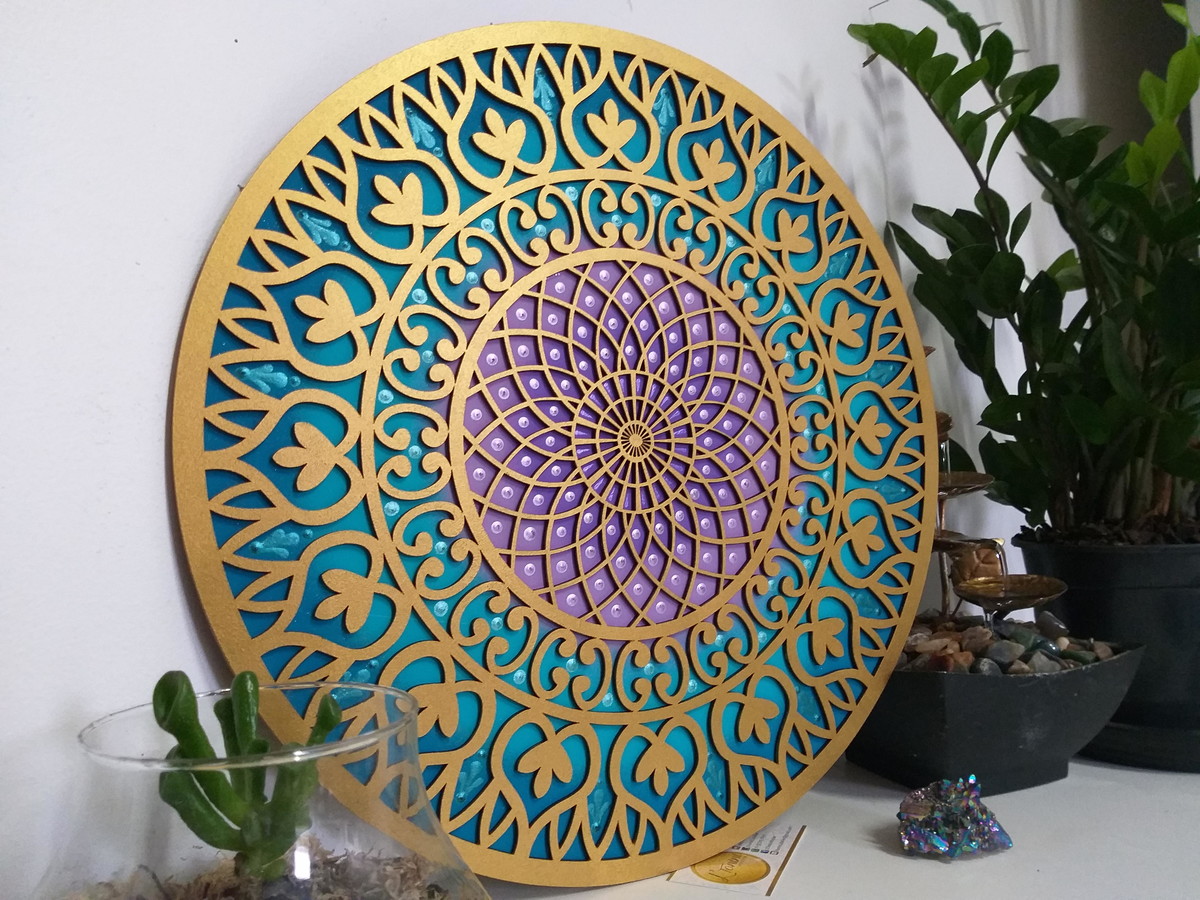 Mandala Duo Torus Lilás Turquesa (do 25cm ao 90cm) - L'Tonini Atelier ...