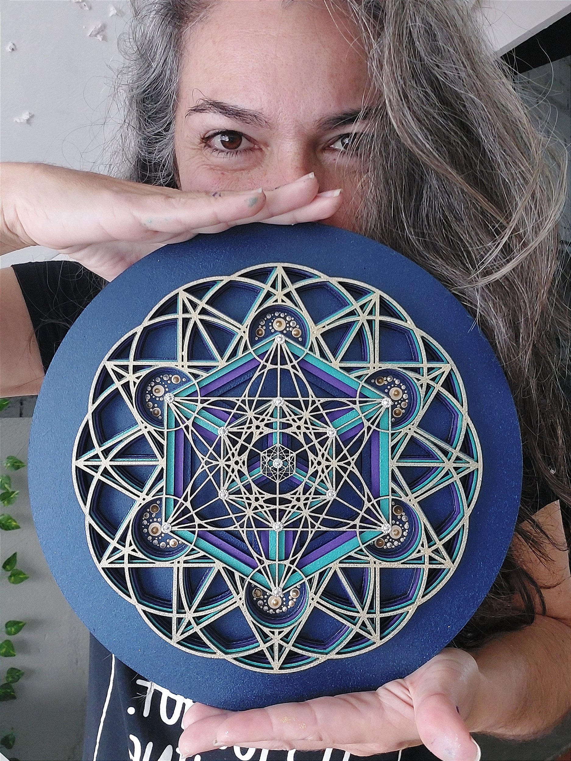 Mandala 3D 5C Cubo de Metatron | Azul (do 25cm ao 90cm) - L'Tonini ...