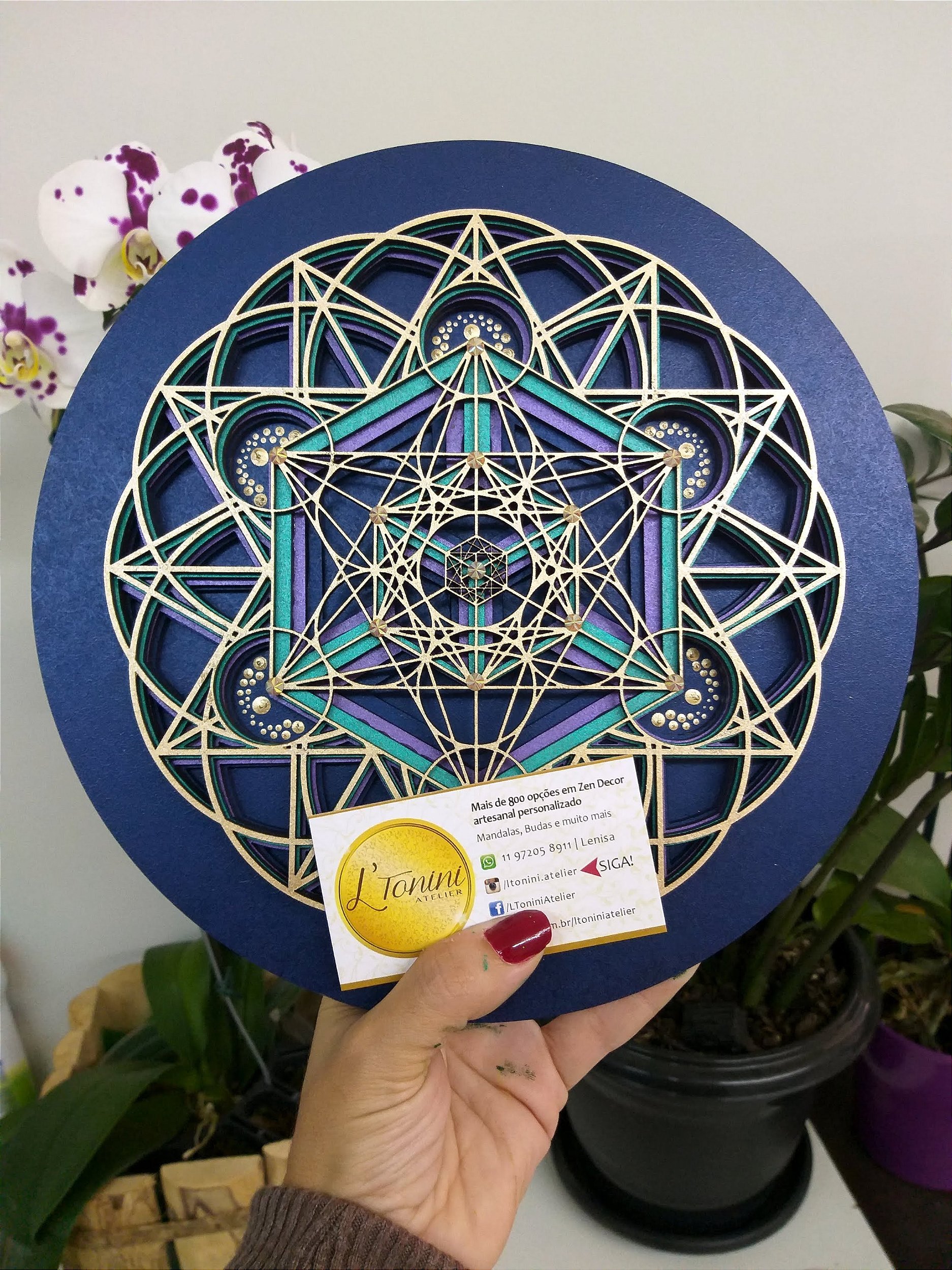 Mandala 3D 5C Cubo de Metatron | Azul (do 25cm ao 90cm) - L'Tonini ...