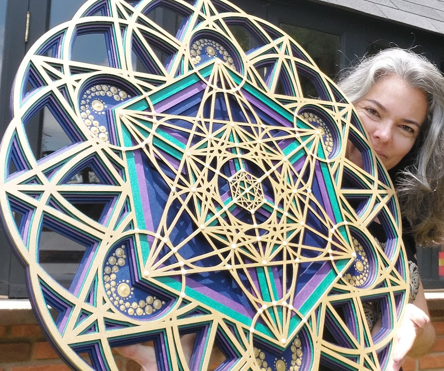 Mandala 3D 5C Cubo de Metatron | Azul vazado(do 25cm ao 90cm) - L ...