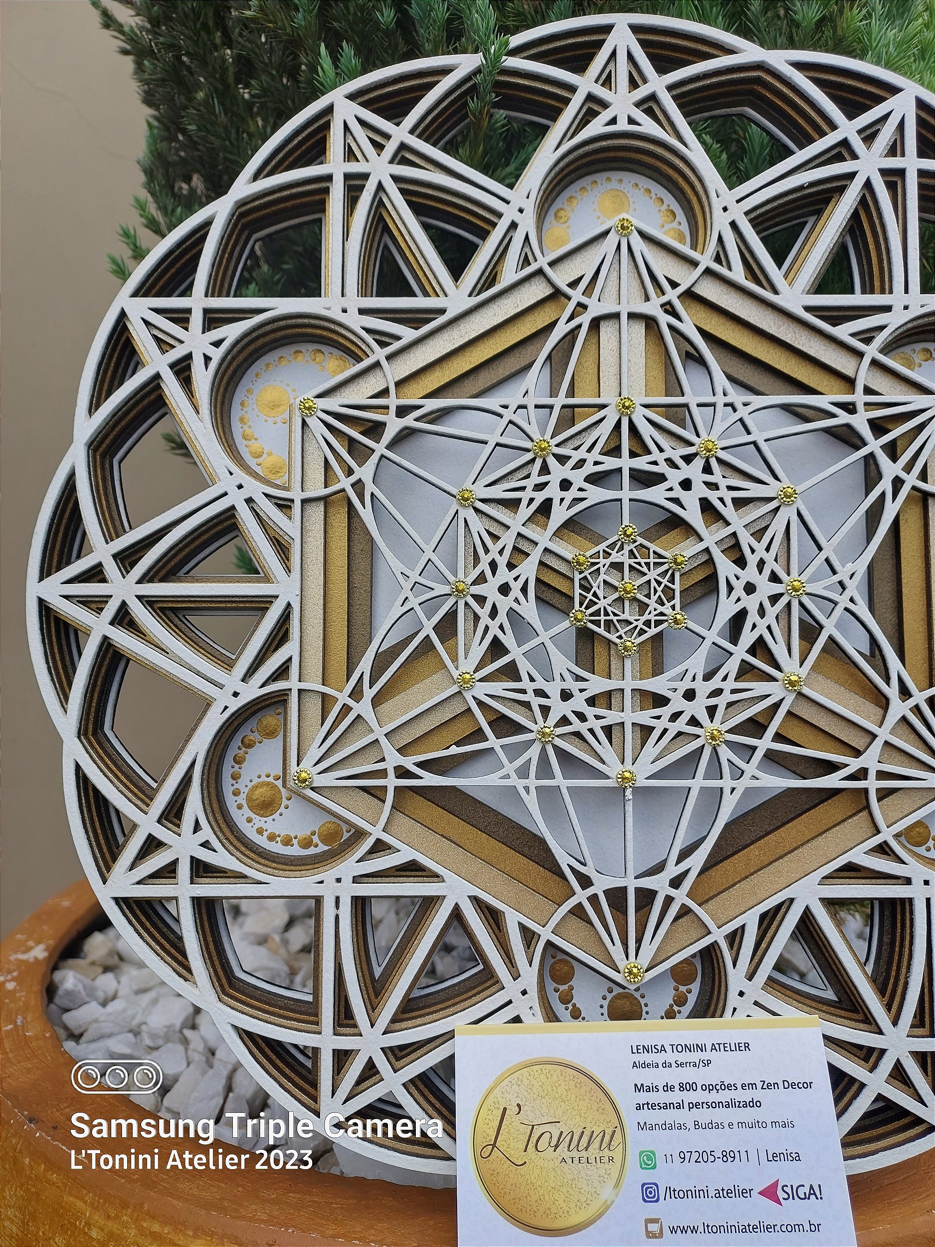 Mandala 3D 5C Cubo de Metatron | Branca vazada (do 25cm ao 90cm) - L ...
