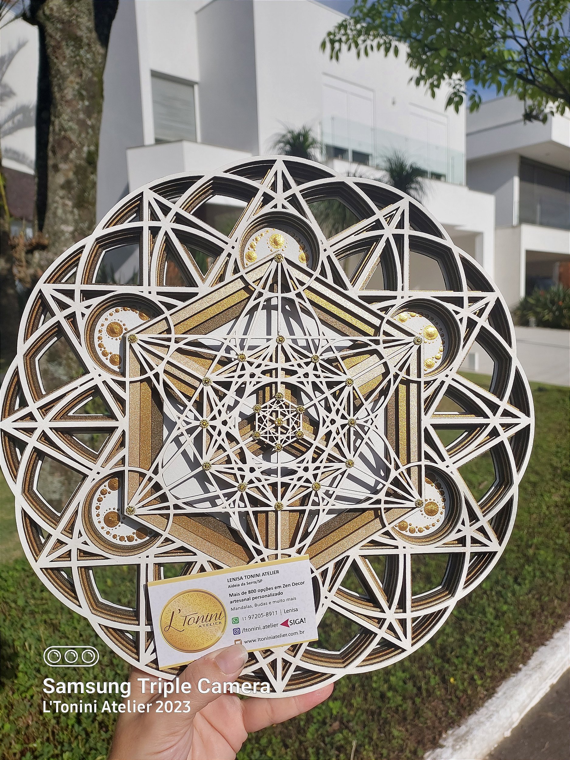 Mandala 3D 5C Cubo de Metatron | Branca vazada (do 25cm ao 90cm) - L ...