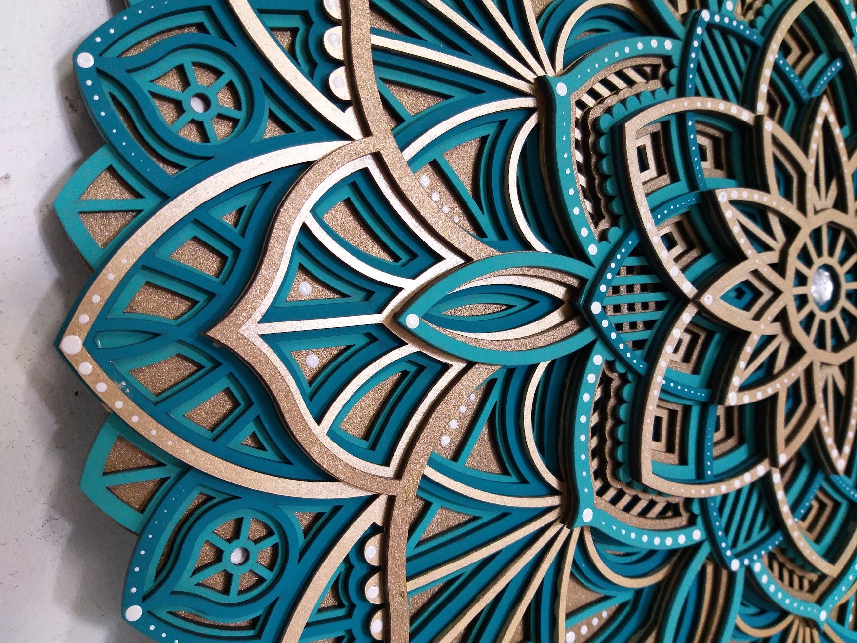 Mandala 3D 9C Dhalia | Turquesa e ouro (do 25cm ao 90cm) - L'Tonini ...