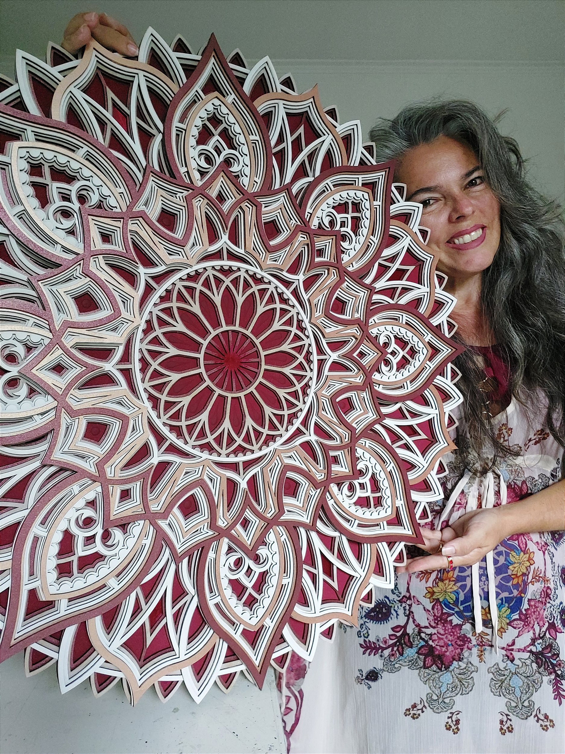 Mandala 3D 7C Flor de Gaia 70cm | Paleta Marsala - L'Tonini Atelier ...