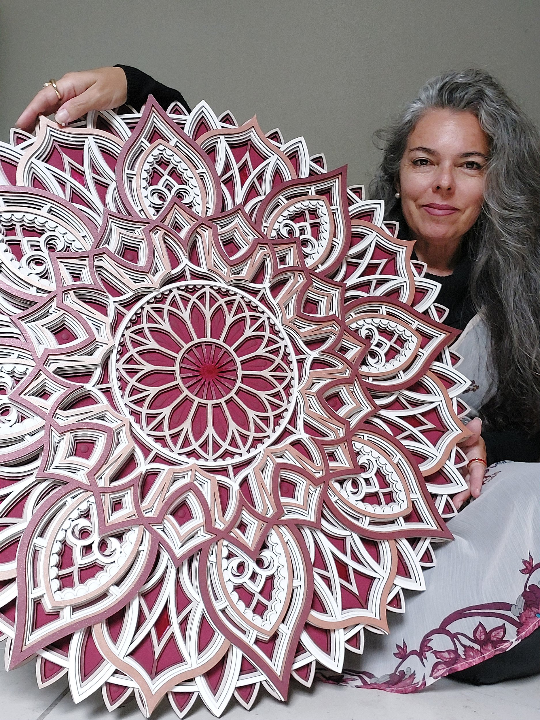 Mandala 3D 7C Flor de Gaia 70cm | Paleta Marsala - L'Tonini Atelier ...