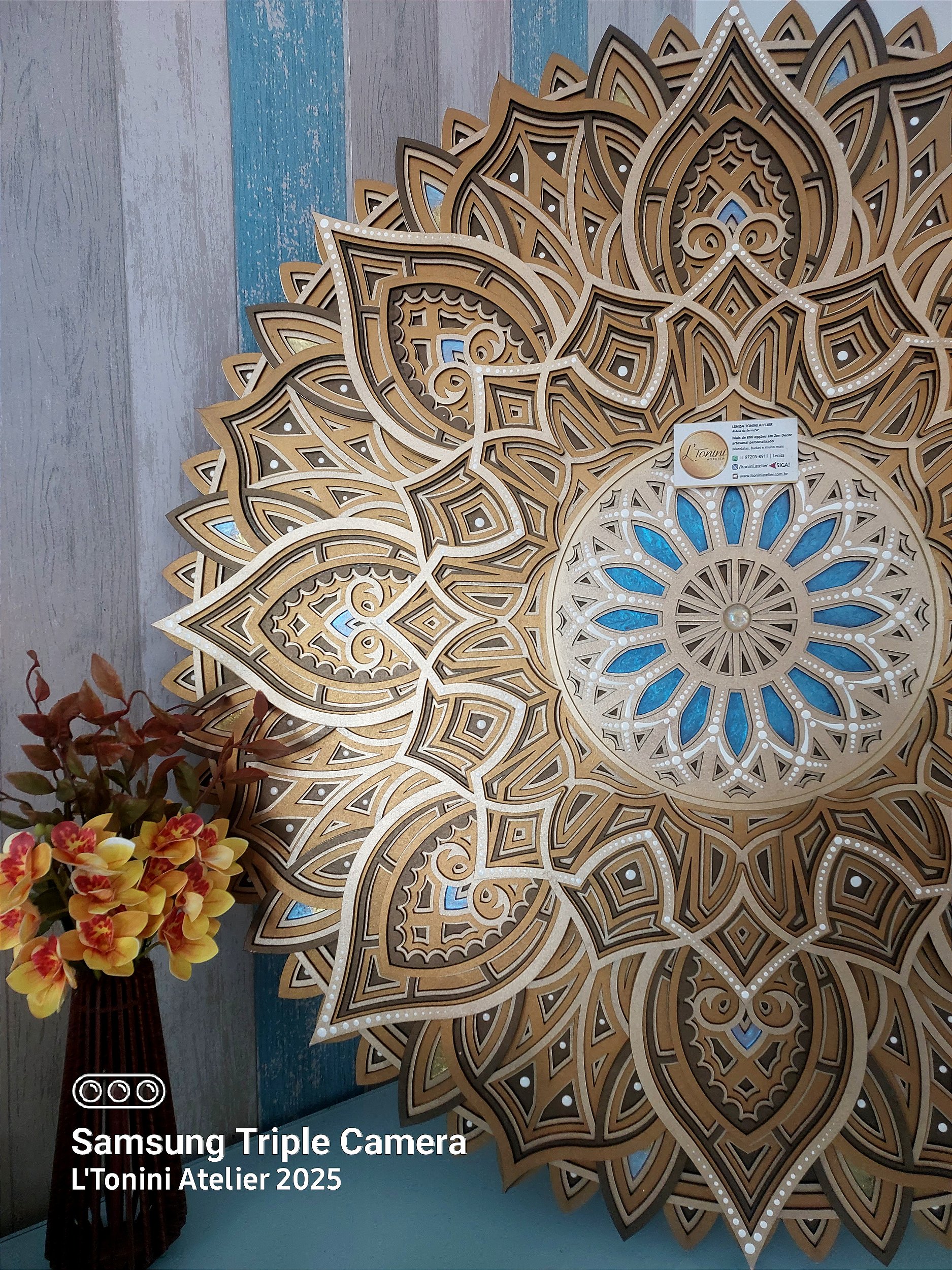 Mandala 3D Flor de Gaia Dourada – Arte Espiritual em MDF - L'Tonini ...
