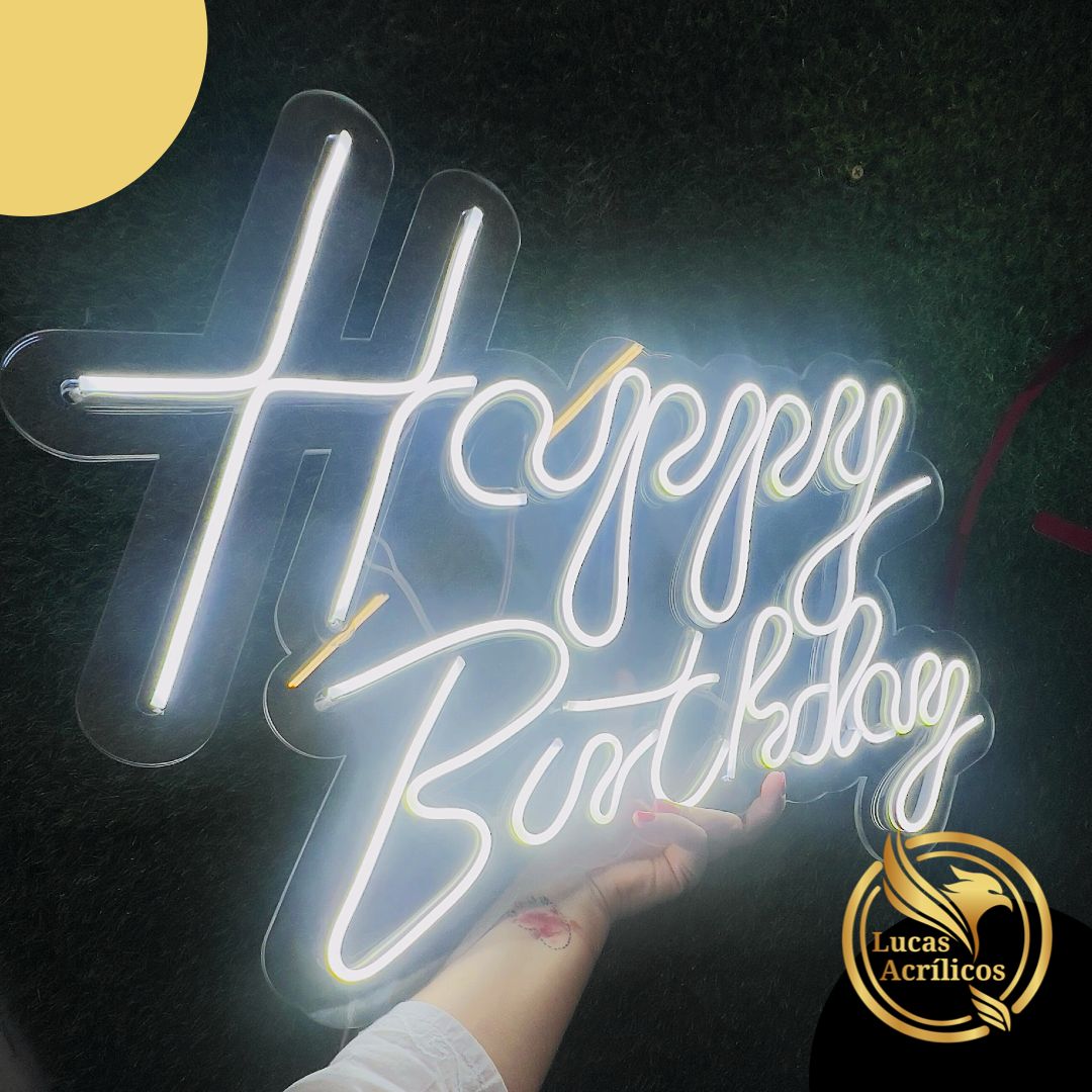 Happy Birthday Acrílico com LED - LUCAS ACRILICO