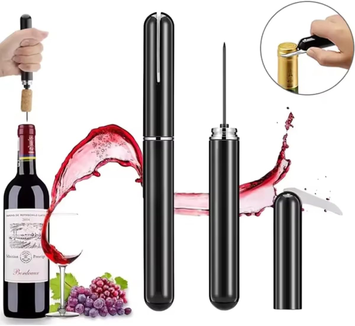 Saca-Rolhas Pneumático com Bomba de Pressão e Agulha – Design Moderno ...