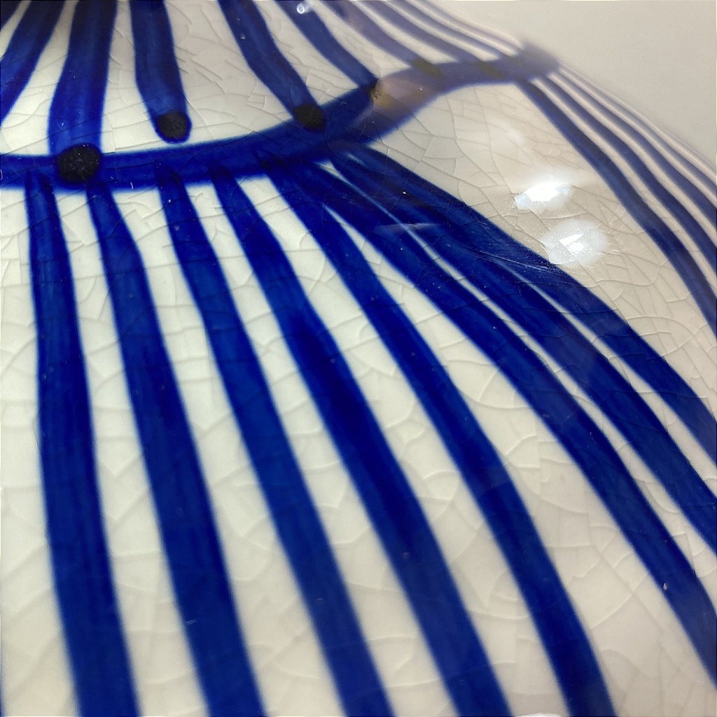 Vaso de Cerâmica Listas Azul e Branco - Casa Velha Decorações
