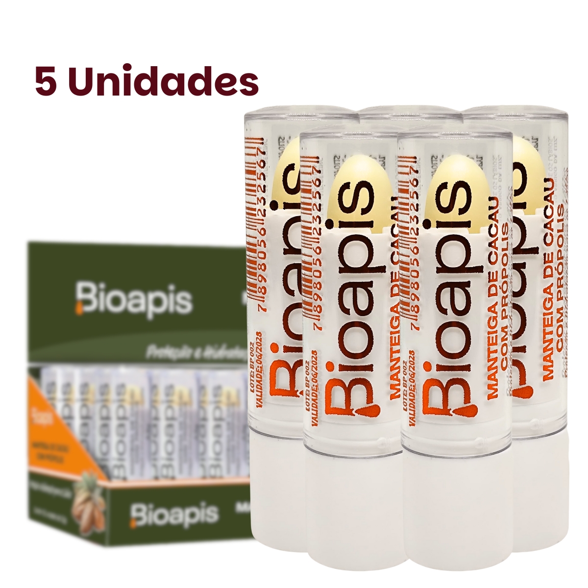 Kit 5 Manteiga De Cacau Com Própolis 3,5g - BIOAPIS - Orbis Vita