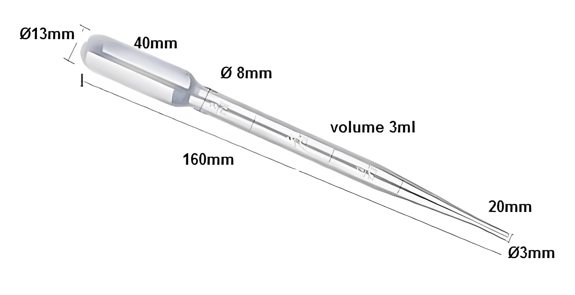 Pipeta Pasteur Graduada 3ml - Pct c/ 500un - Global labor