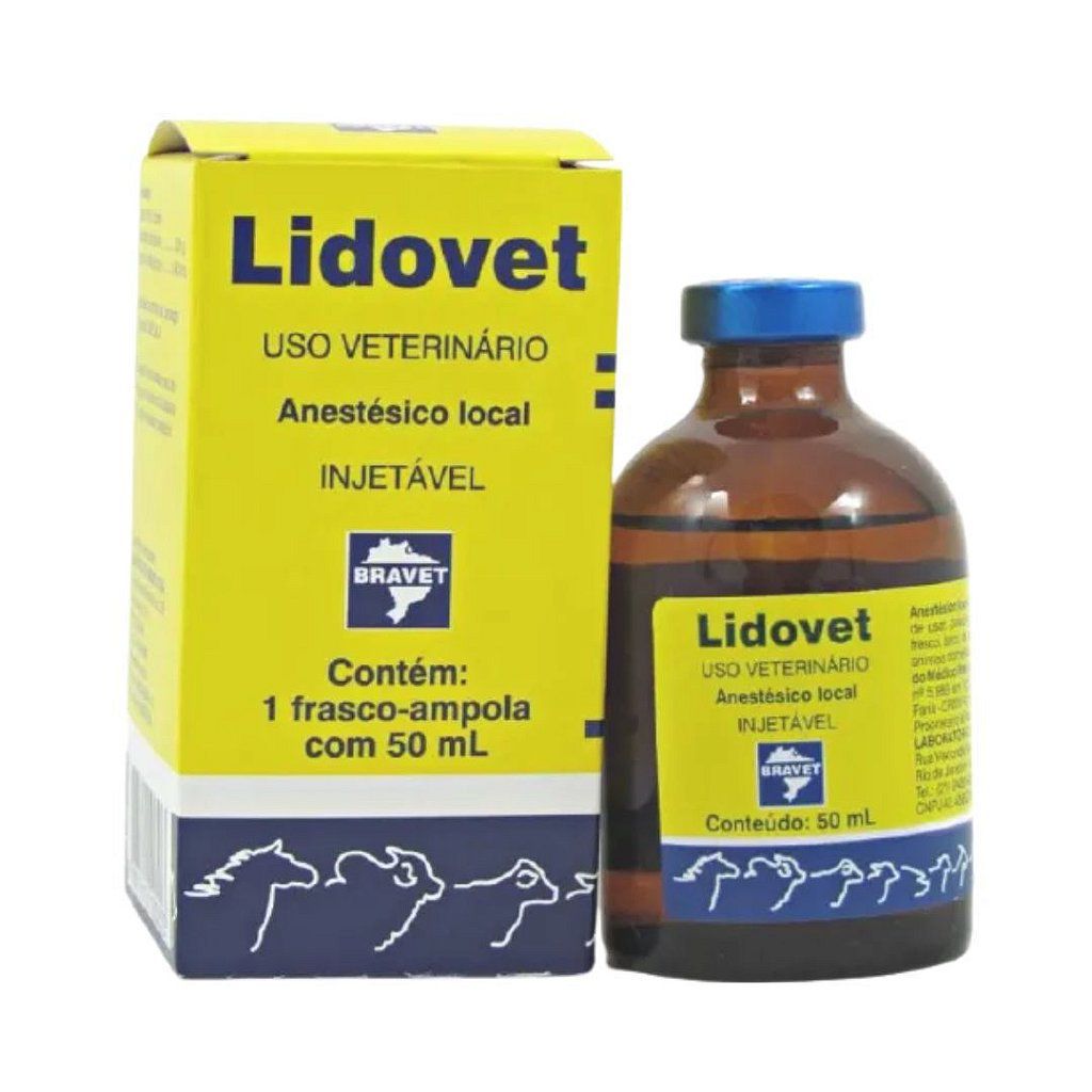 Lidovet Lidocaína Sem Vaso 50 mL - Bravet - Kajavet Farmácia Veterinária