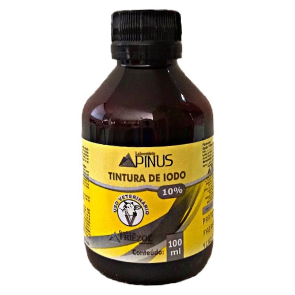 Tintura De Iodo 10% 100 mL - Pinus - Kajavet Farmácia Veterinária