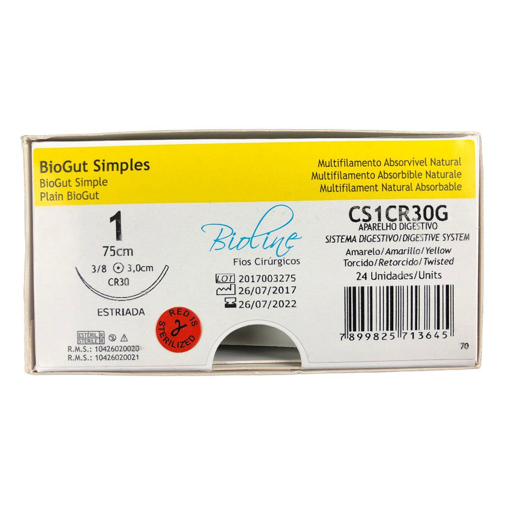 CS - Fio BioGut Simples Nº 1 75 cm 3/8 R 3,0 cm Unitário - Bioline ...