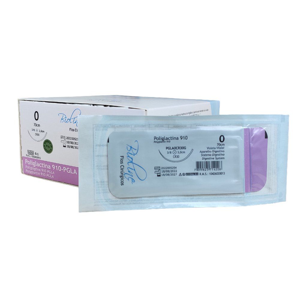 PGLA - Fio Poliglactina-910 Nº 0 70 cm 3/8 R 3,0 cm Unitário - Bioline - Kajavet Farmácia ...