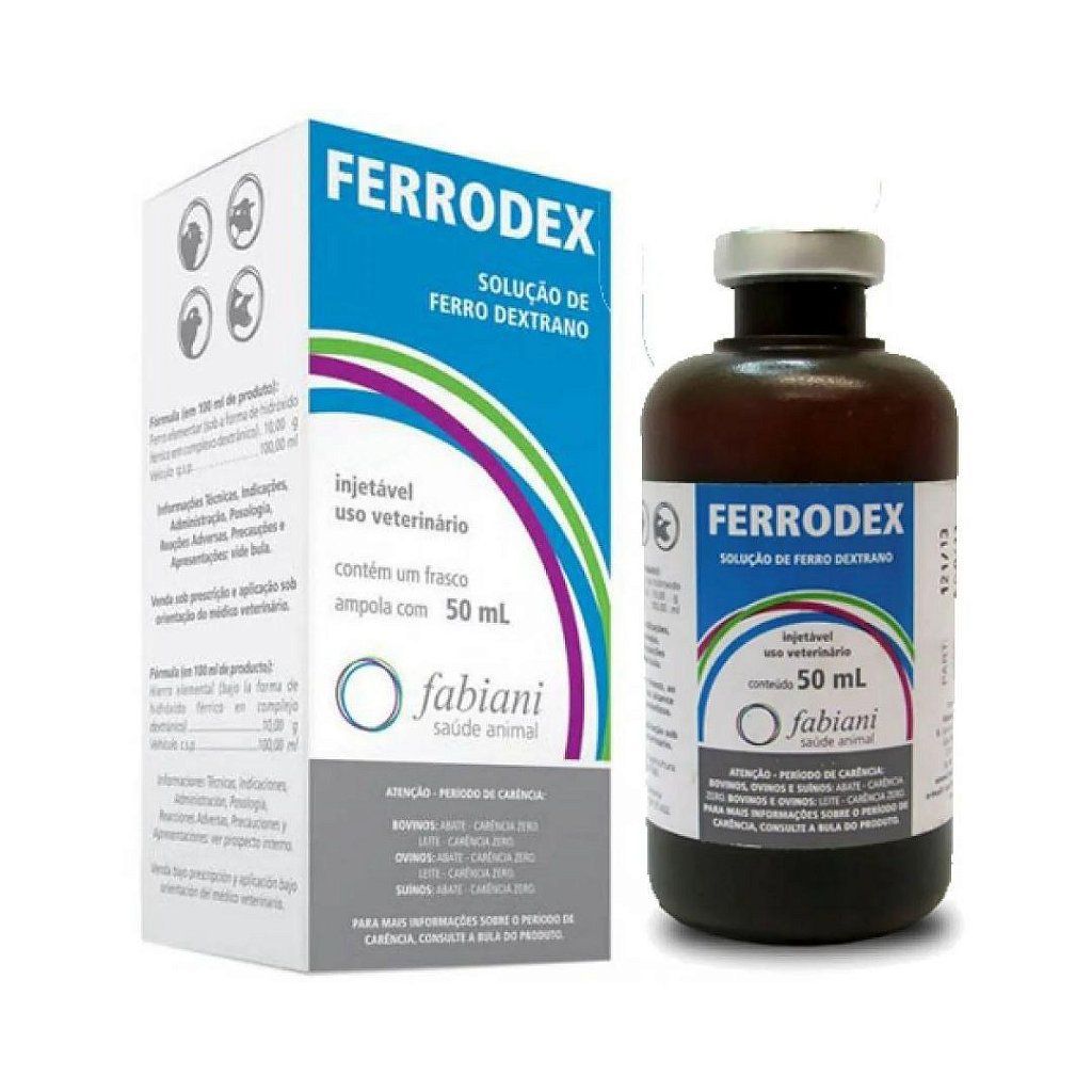 Ferrodex 50 mL - Fabiani - Kajavet Farmácia Veterinária