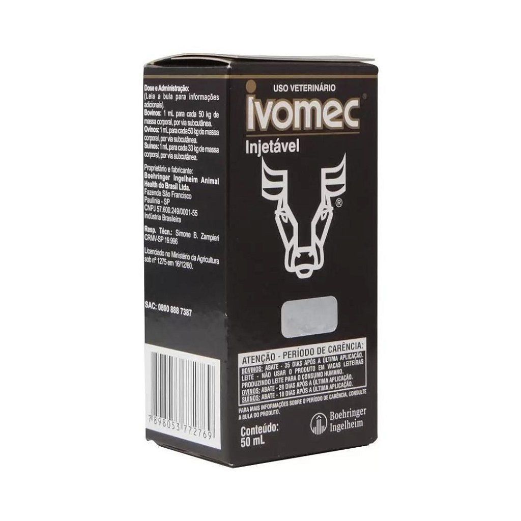 Ivomec 1% 50 mL - Boehringer Ingelheim - Kajavet Farmácia Veterinária