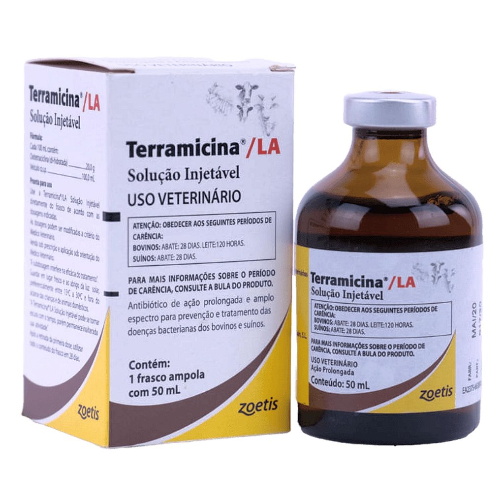 Terramicina LA 50 mL - Zoetis - Kajavet Farmácia Veterinária