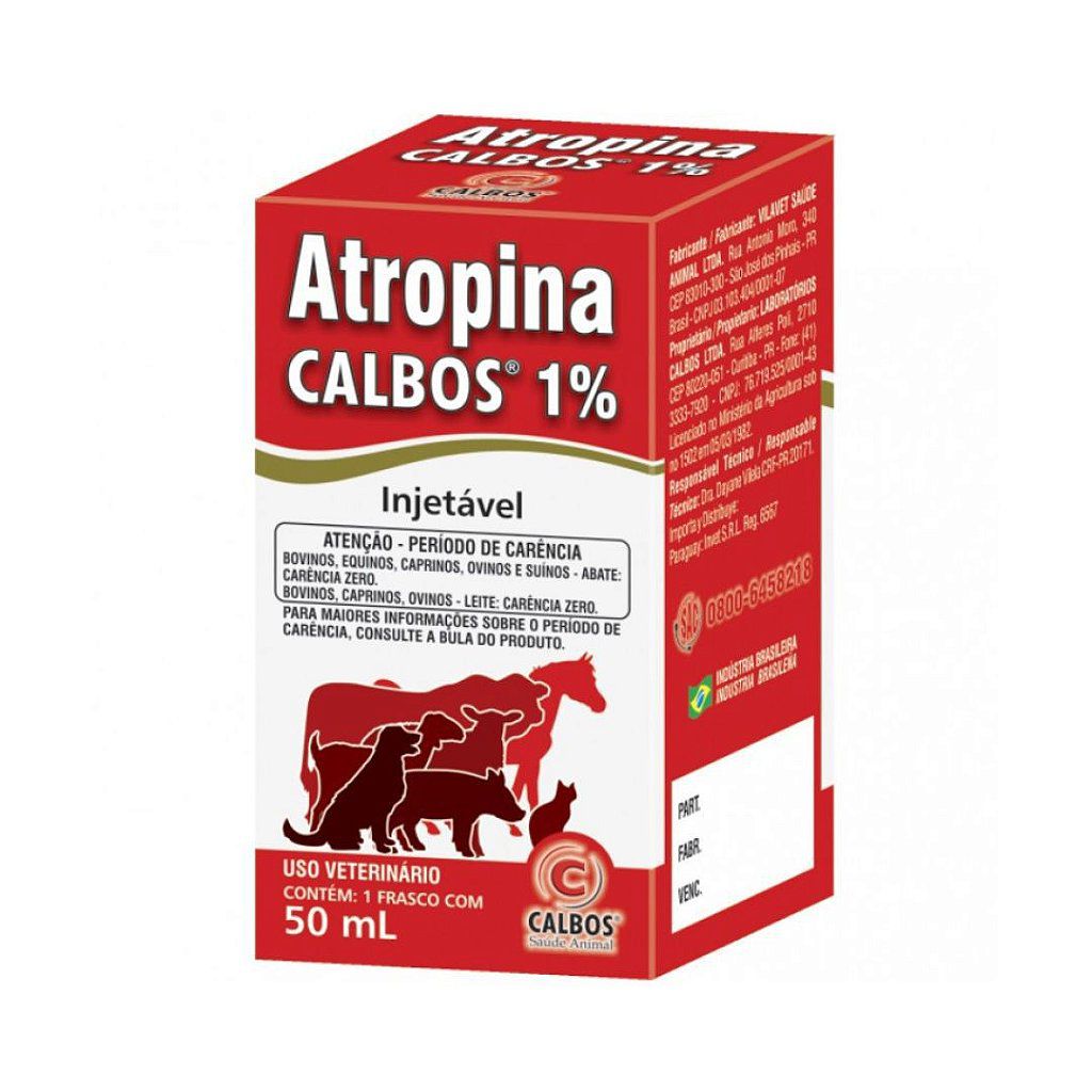 Atropina 1% 50 mL - Calbos - Kajavet Farmácia Veterinária