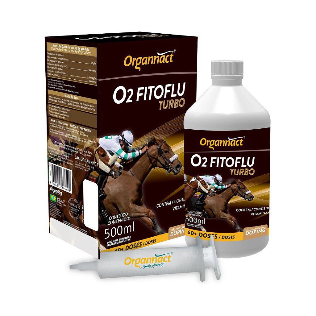 O2 Fitoflu Turbo 500 mL - Organnact - Kajavet Farmácia Veterinária