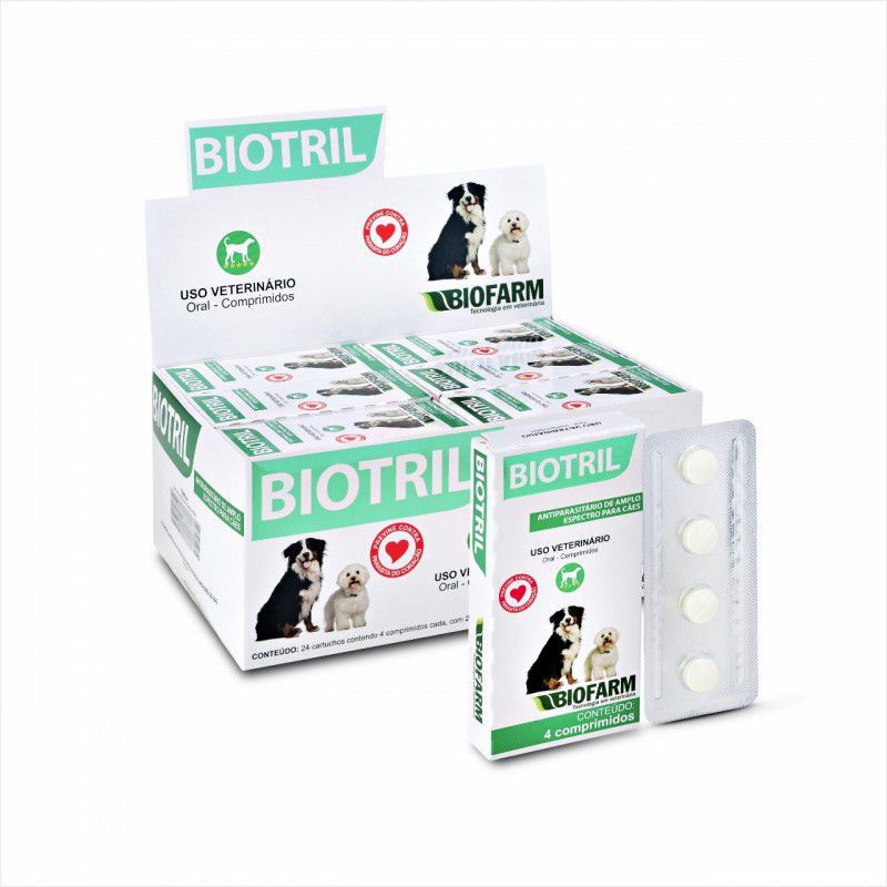 Biotril Com 4 Comprimidos - Biofarm - Kajavet Farmácia Veterinária