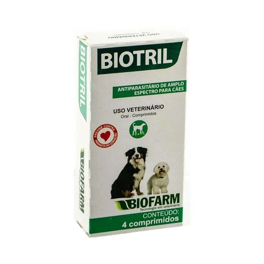 Biotril Com 4 Comprimidos - Biofarm - Kajavet Farmácia Veterinária