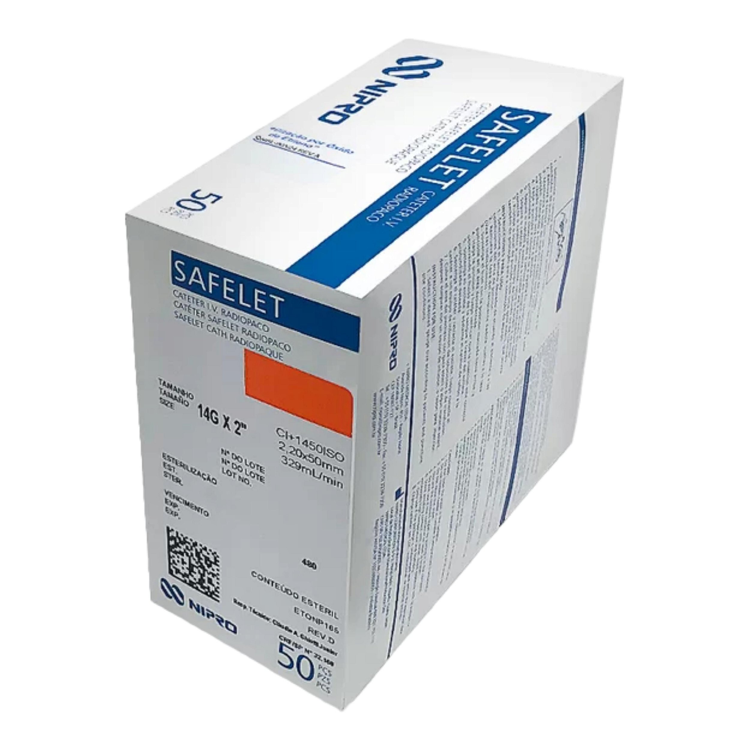 Cateter Intravenoso Safelet 14G x 2" Caixa Com 50 Unidades - Nipro ...
