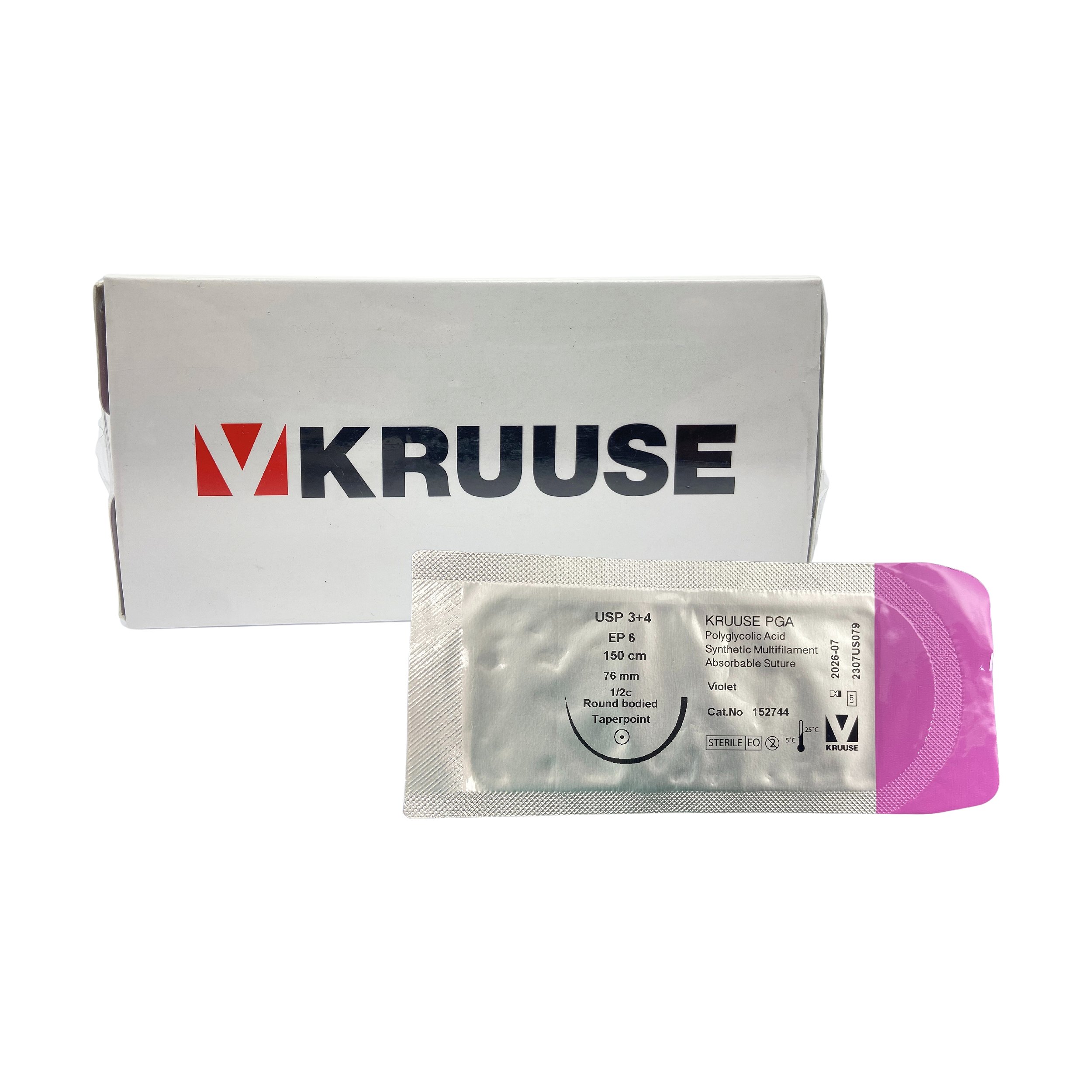 Fio de Sutura USP 3 + 4 PGA Ácido Poliglicólico 150 cm Ag. 76 mm EP 6 1/2c Taperpoint Unitário ...