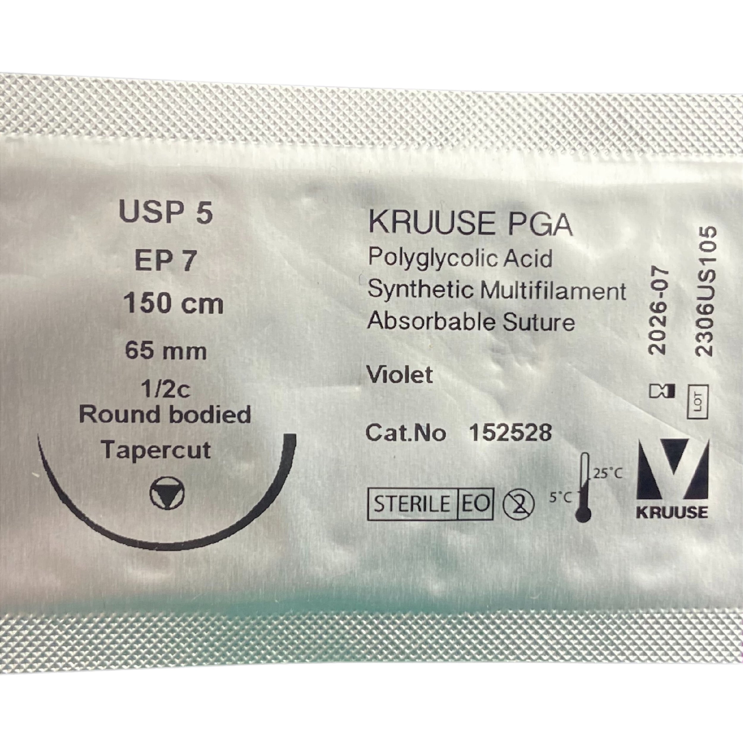 Fio de Sutura USP 5 PGA Ácido Poliglicólico 150 cm Ag. 65 mm EP 7 1/2c Tapercut 18 Unidades ...