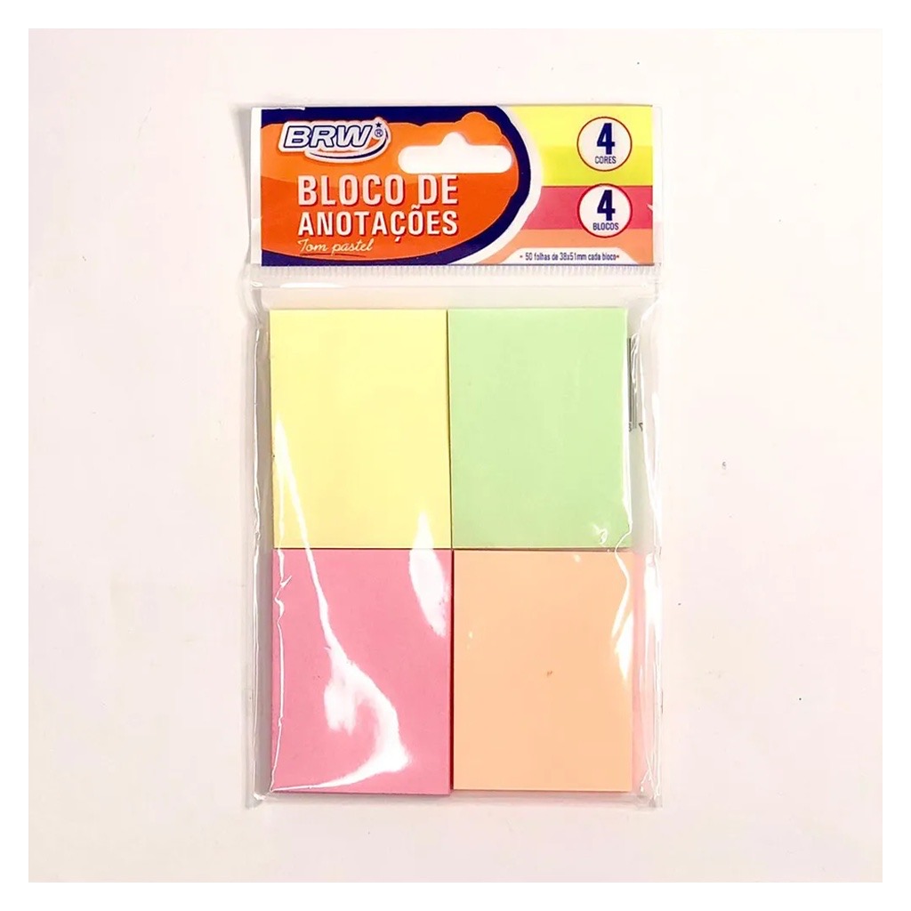 KIT COM 4 BLOCOS ADESIVOS POST IT - BRW - La Donna Treco - Papelaria Fofa