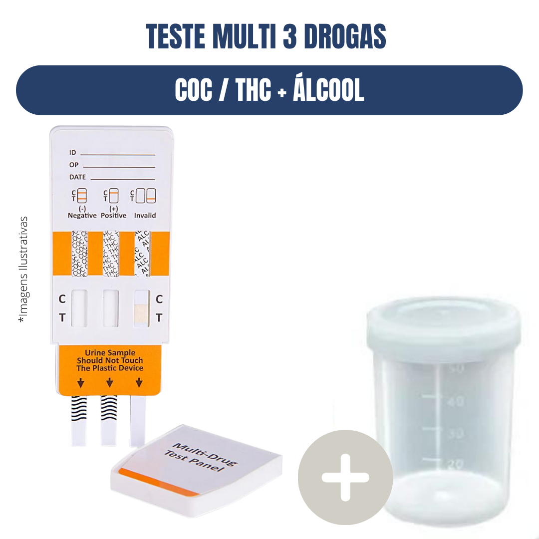 Kit Teste Rápido Multi 3 Coc + Thc + Álcool - 10un - Grupo América Saúde