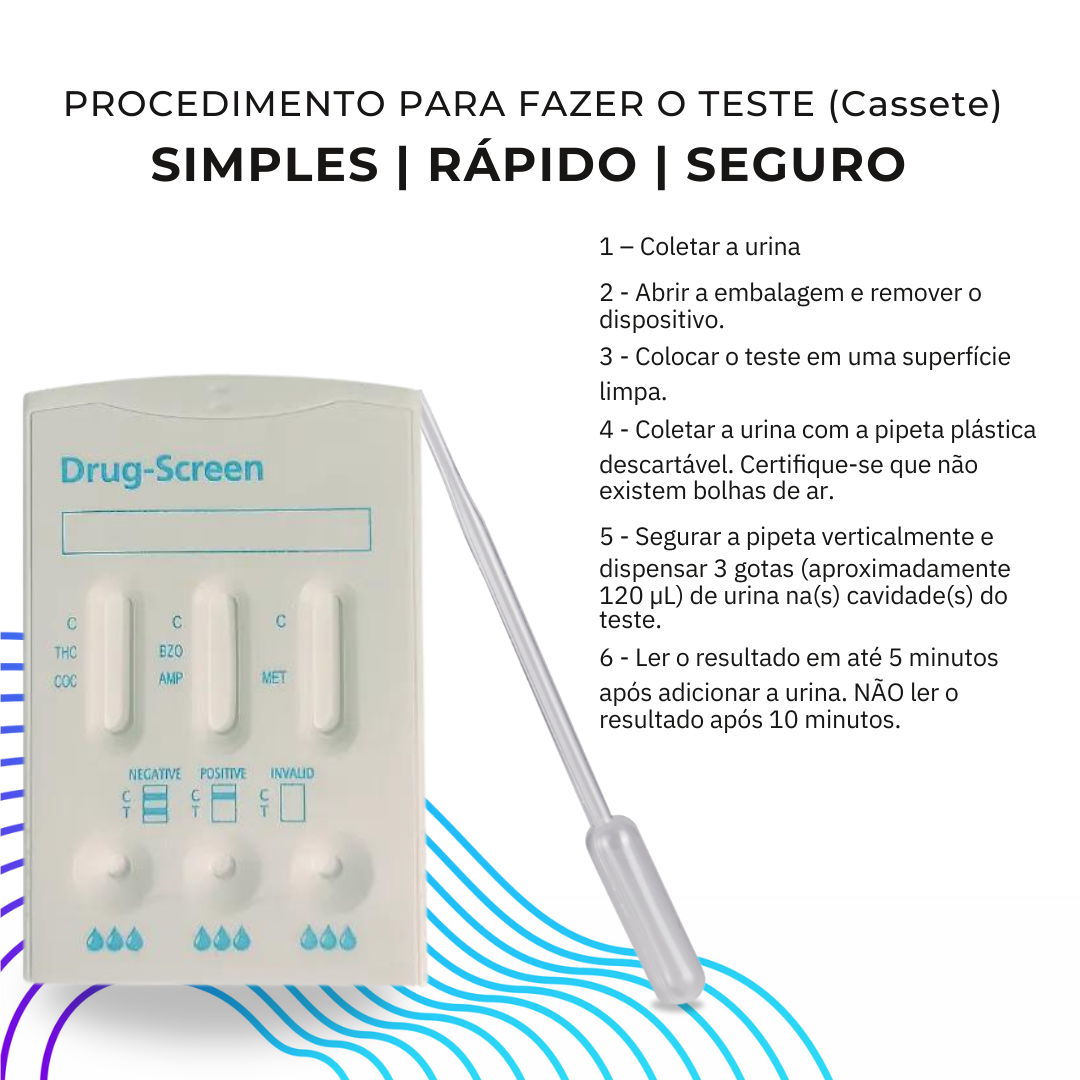 Teste de Drogas Multi 5 Drogas - 10 Unid - Cassete - Grupo América Saúde